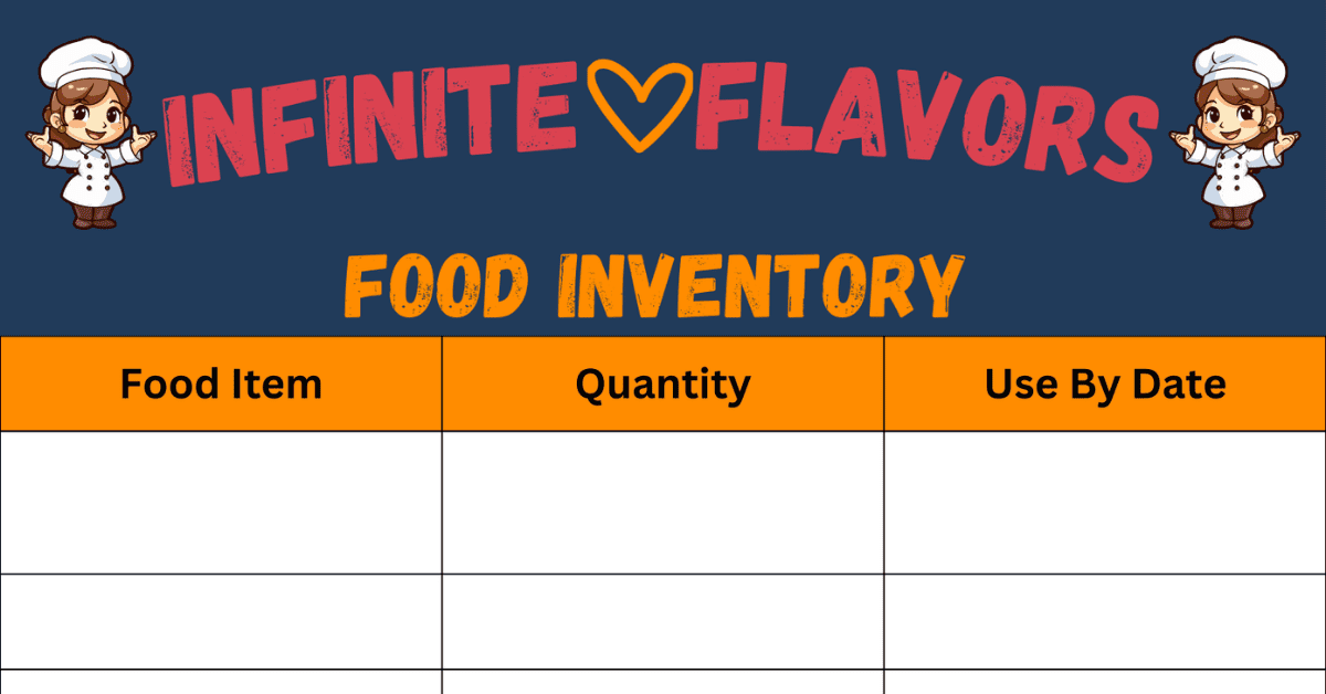 Infinite Flavors | Amazing Infinite Flavors Food Inventory Sheets